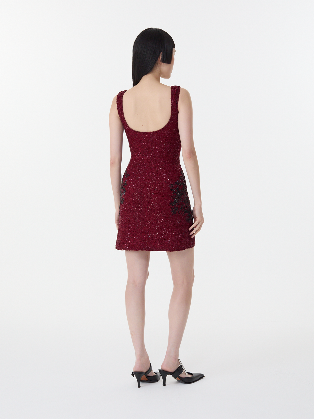 Damask Mini Dress Garnet Red – Clio Peppiatt