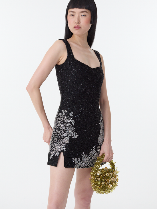 Damask Mini Dress Silver – Clio Peppiatt