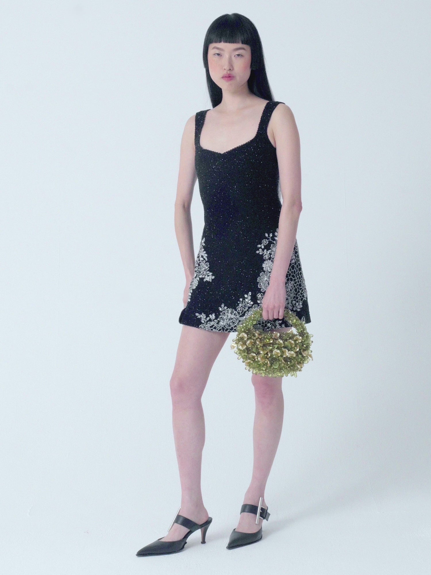 Damask Mini Dress Silver – Clio Peppiatt